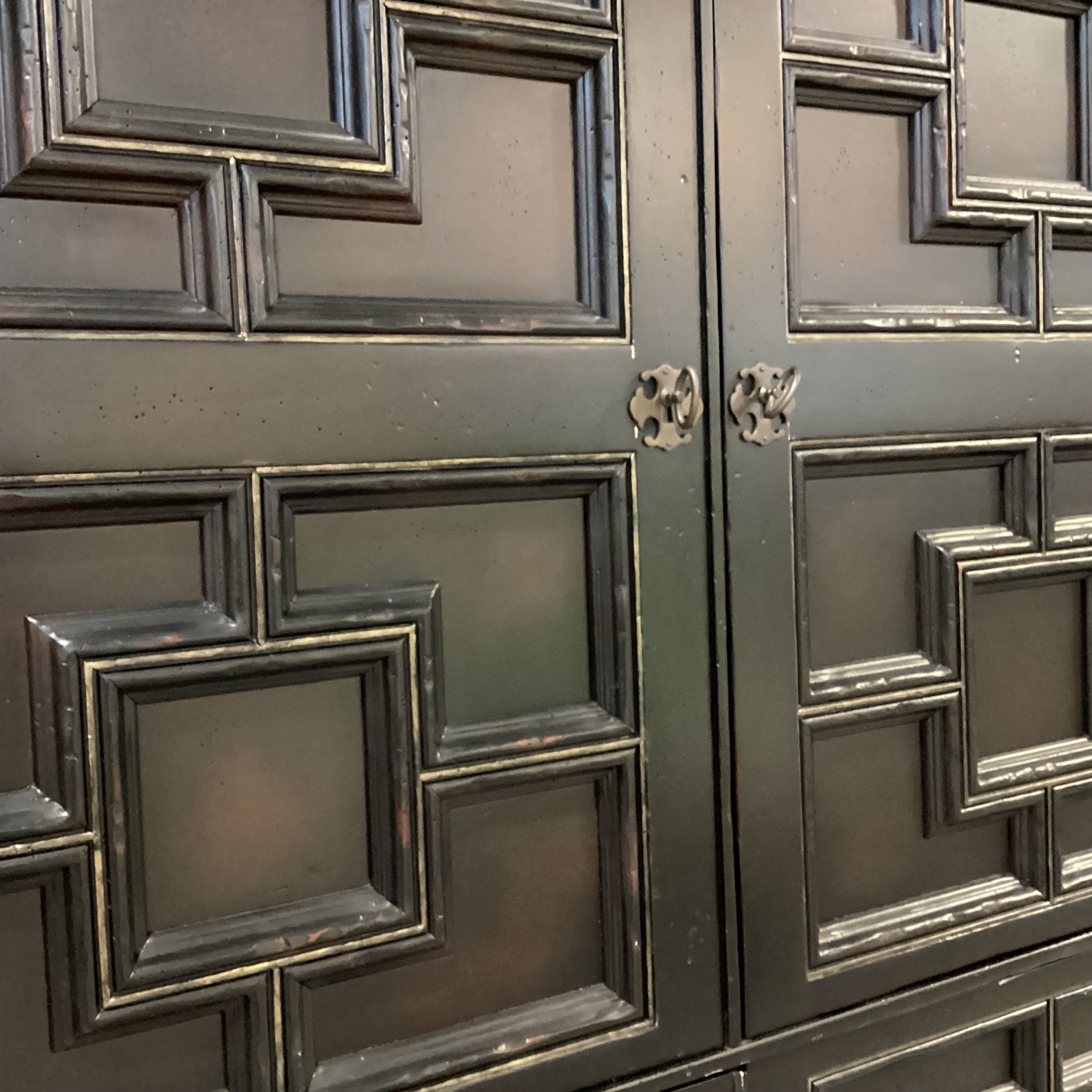 Acquisitios by Henredon Black Distressed Wood with Panel Detail 4 Door ...