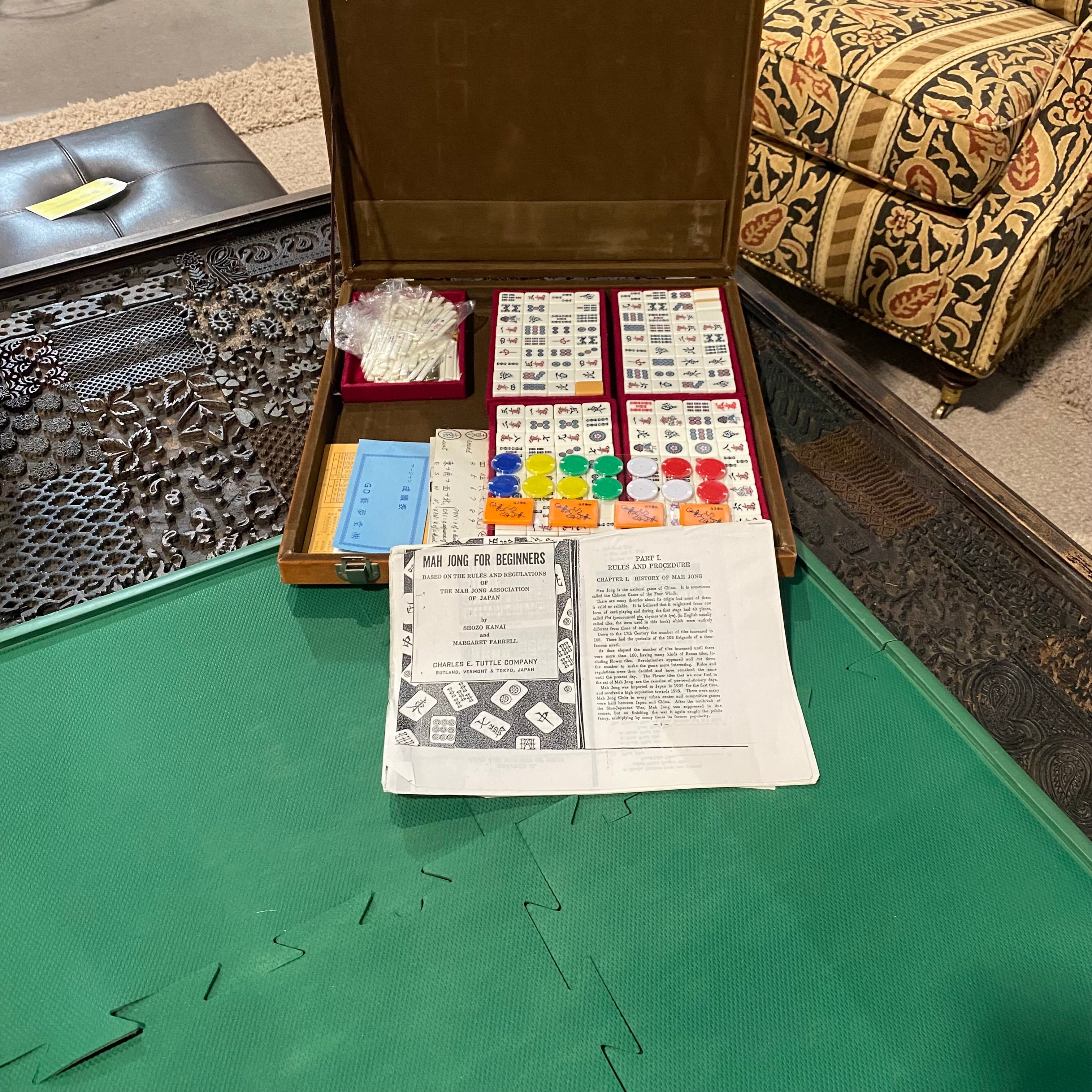 GD Geimudo Vintage M.M345 with Mat & Accessories Fancy Mahjong Set ...
