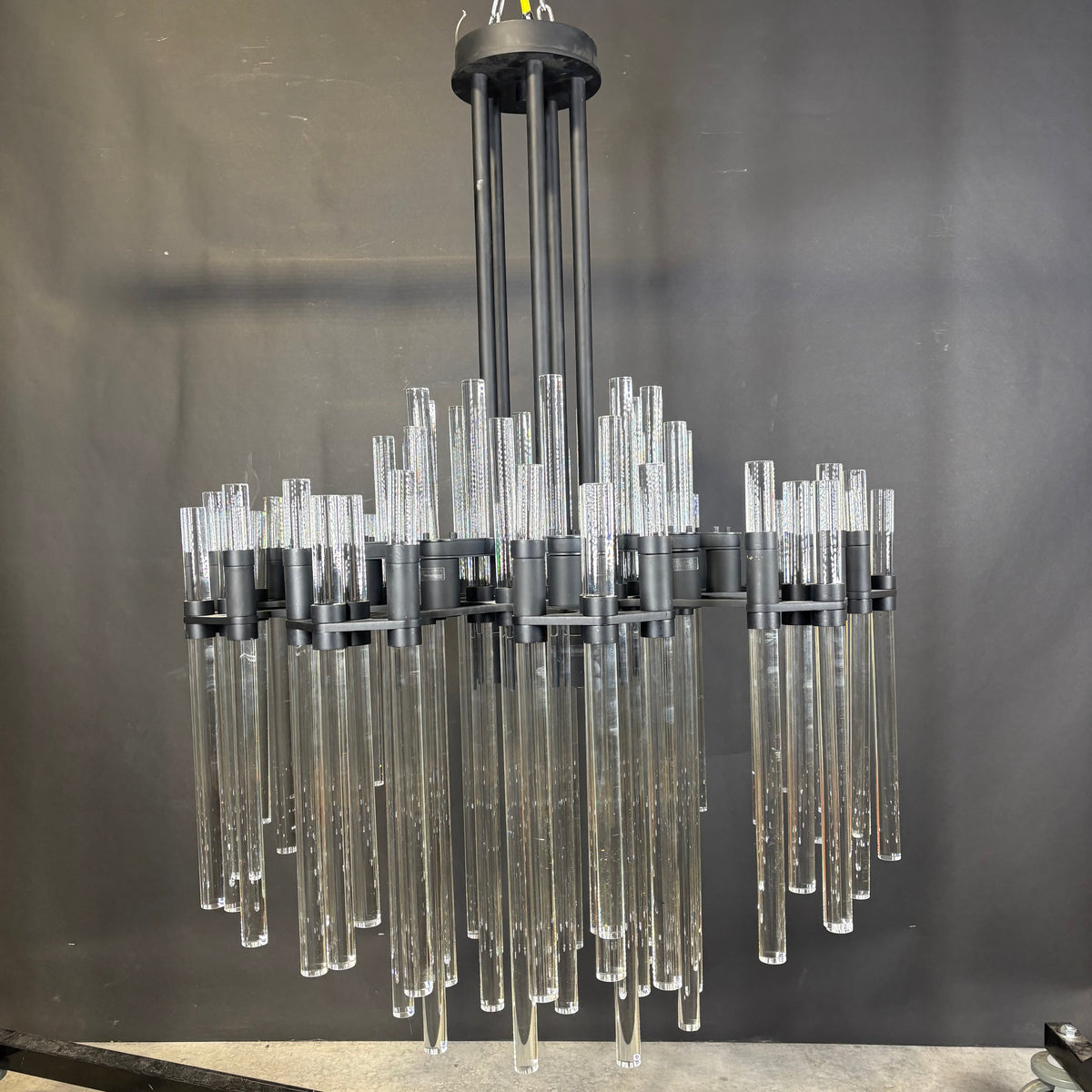 Wired Custom Verga 15-Light Black Iron and Glass Rods Chandelier 32” D — Habitat Roaring Fork