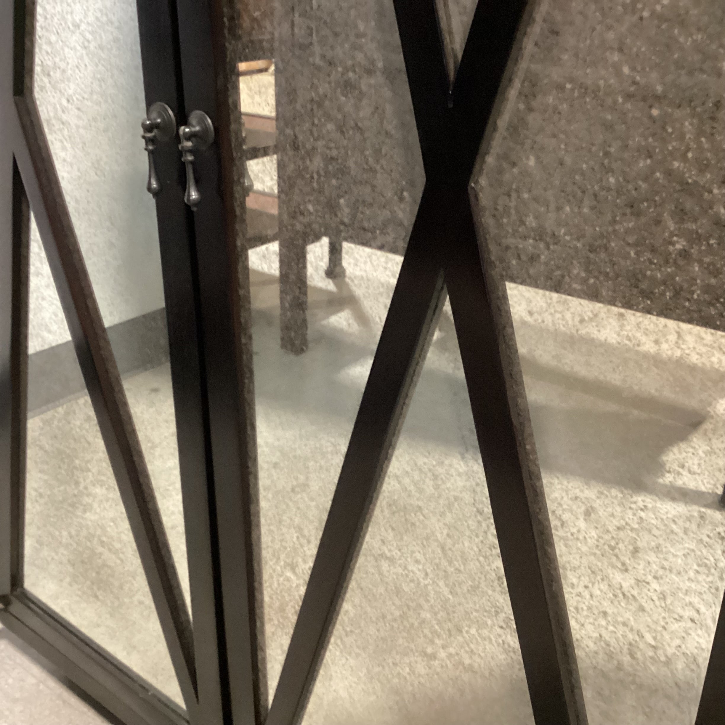 Dark Finish Wood with Antique Mirror & 2 Door with Shelves Armoire 39 ...