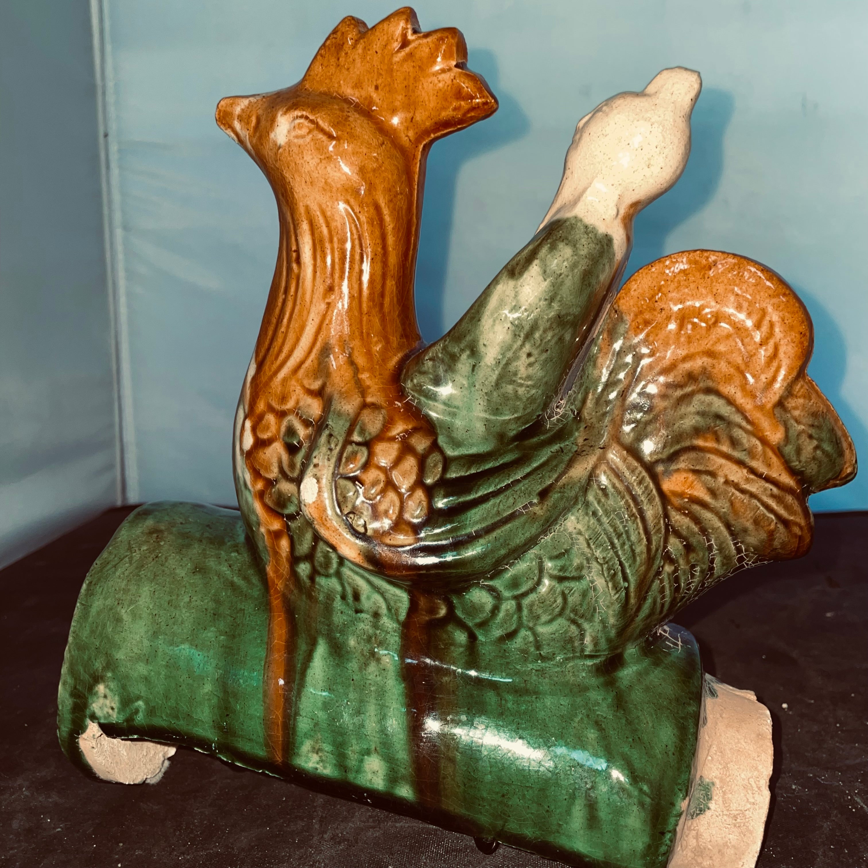 Vintage Chinese Sancai Guardian Roof Tile, 8.5"x3.25"x 8.25" — Habitat ...