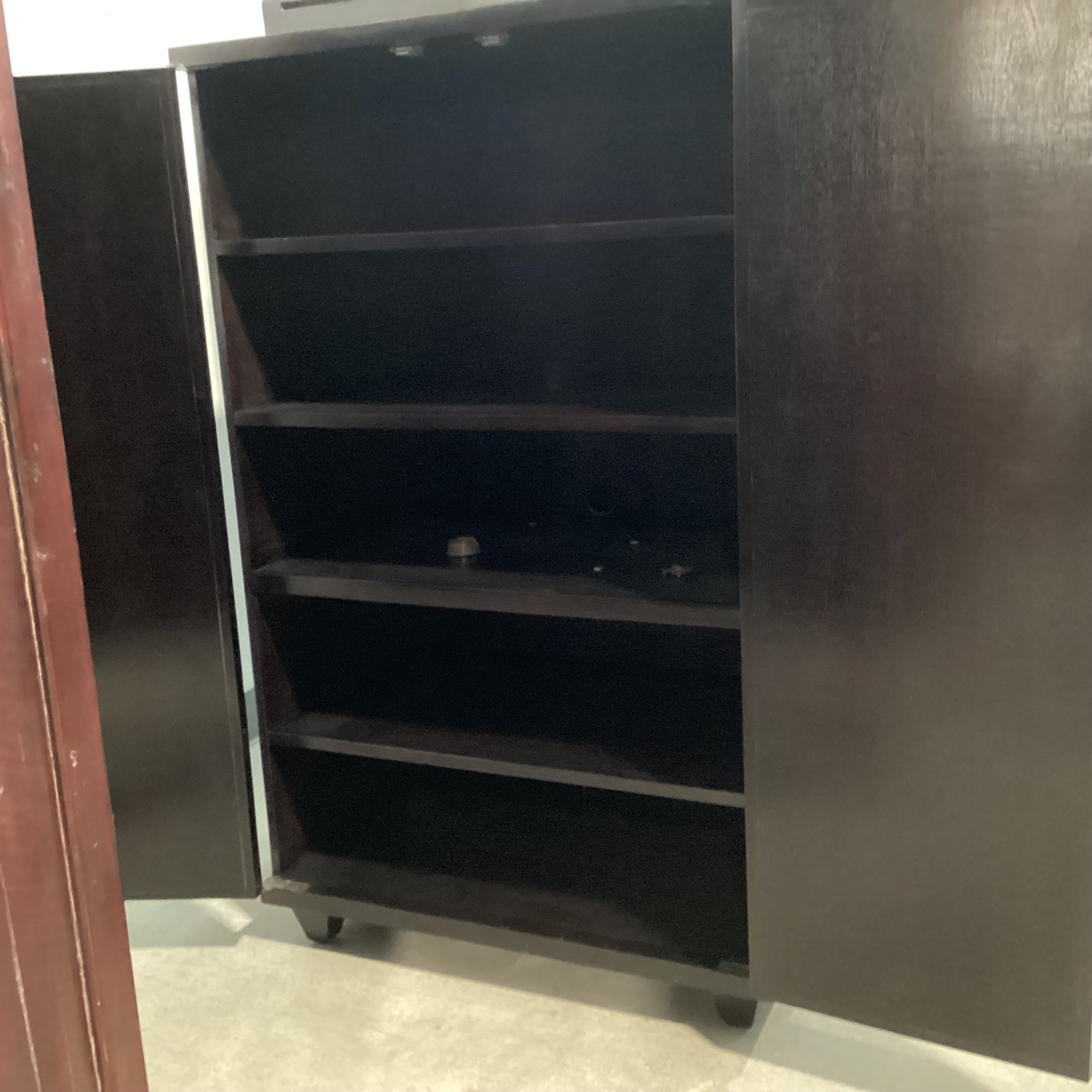 Dark Finish Wood with Antique Mirror & 2 Door with Shelves Armoire 39 ...