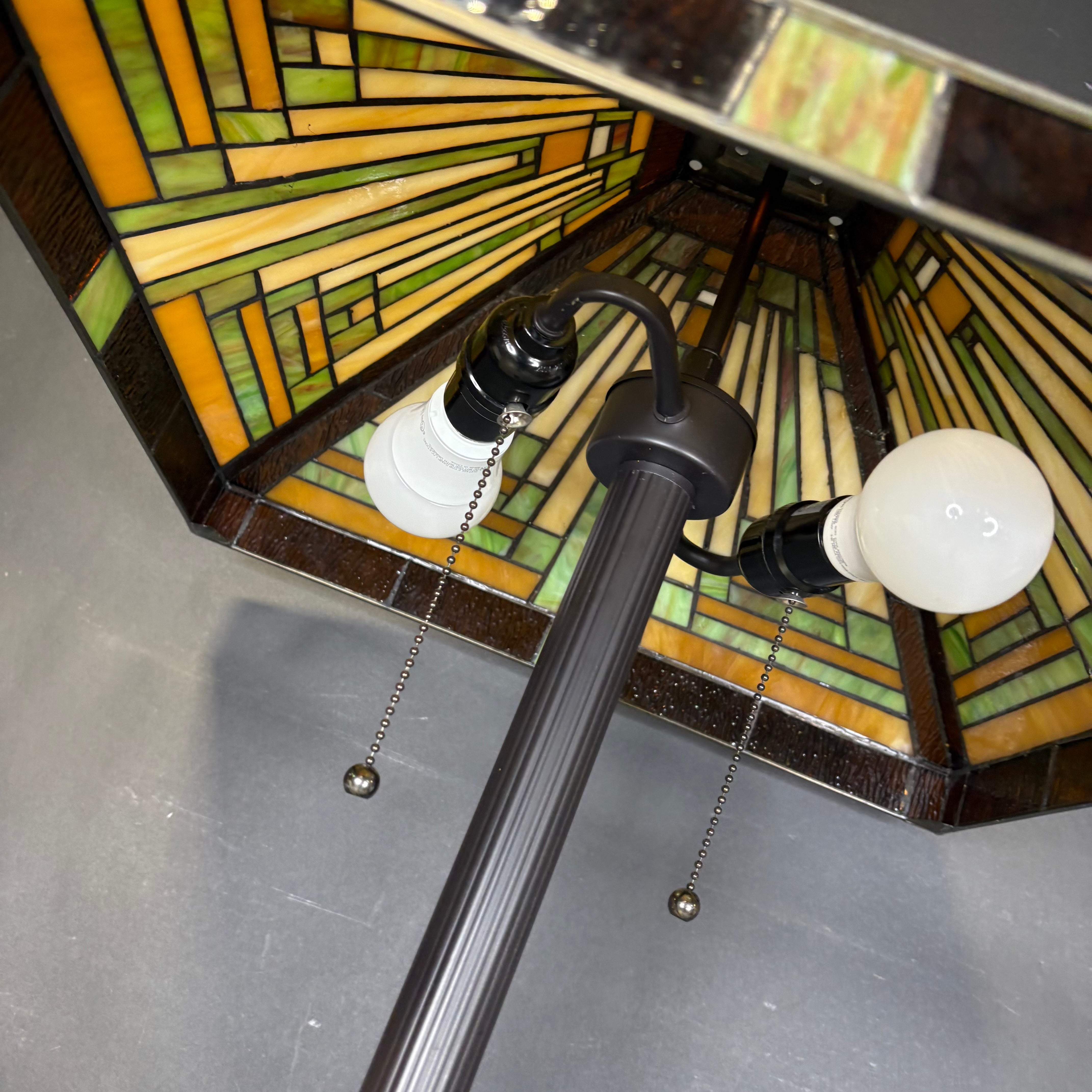 Radiance Good Arts and Craft Style Bronze Metal with Stained Glass Sha ...