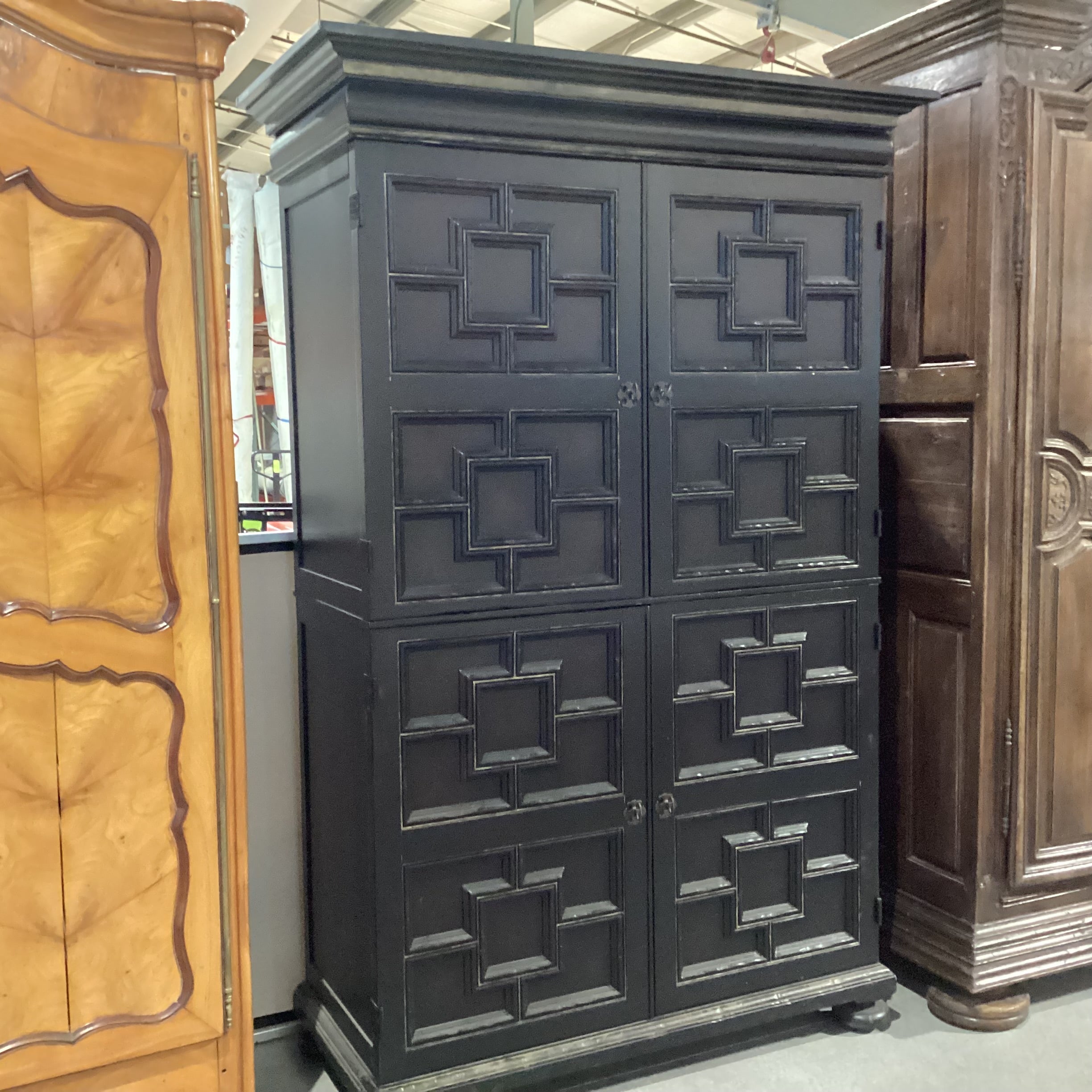 Acquisitios by Henredon Black Distressed Wood with Panel Detail 4 Door ...