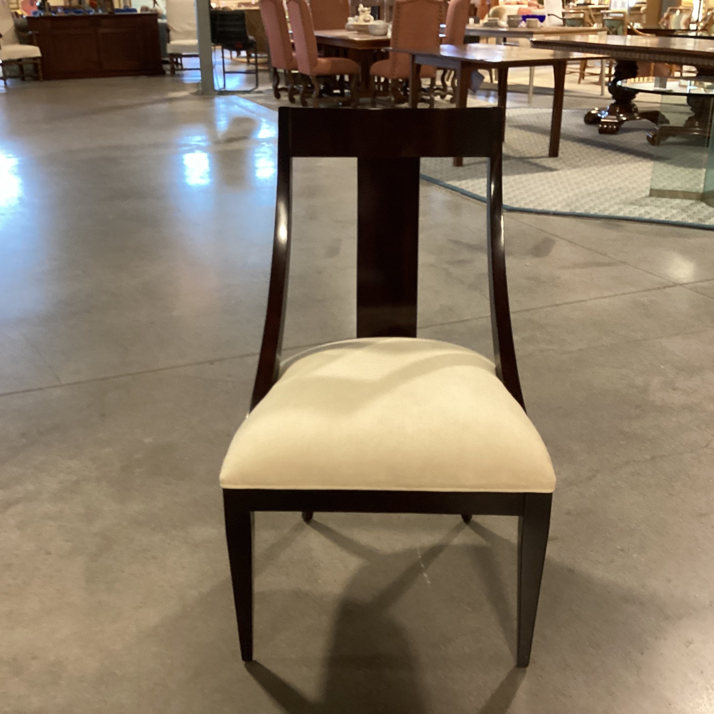 Restoration Hardware Dark Finish Wood with Slope Arm & Cream Ultra Sue ...