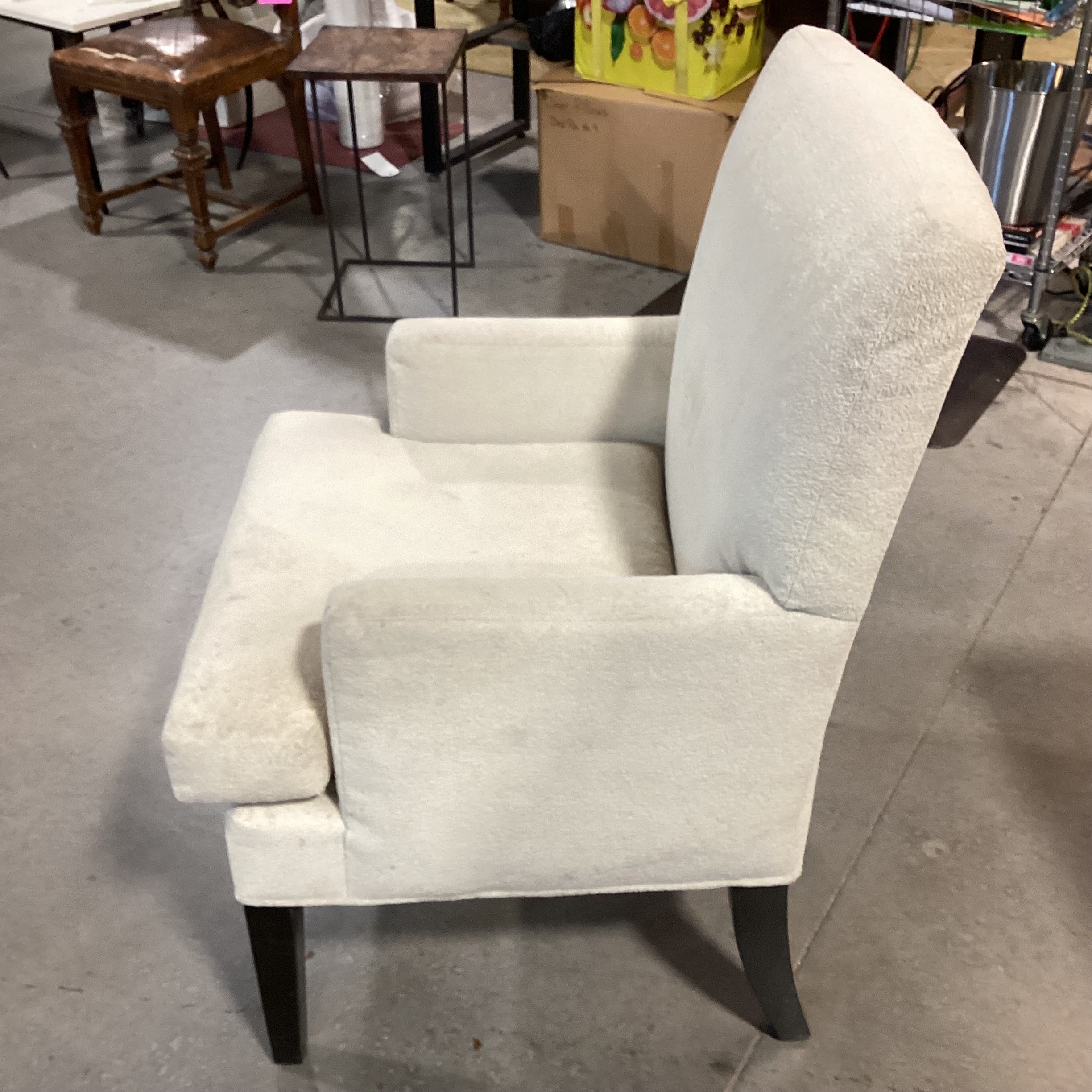 Ivory Plush & Black Finish Wood Legs Chair 25"x 28"x 37" — Habitat ...