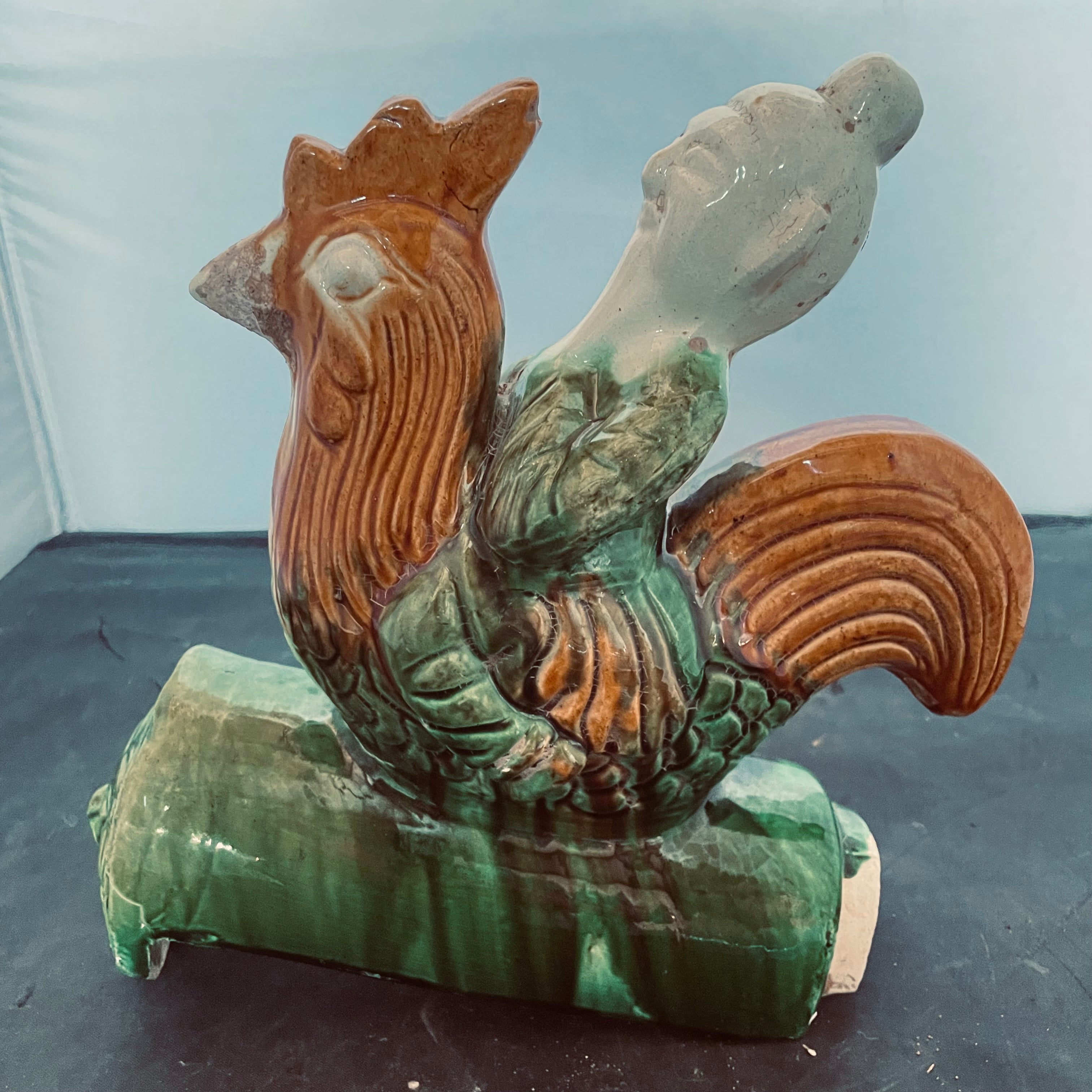 Vintage Chinese Sancai Guardian Roof Tile, 9"x4"x10.25" — Habitat ...