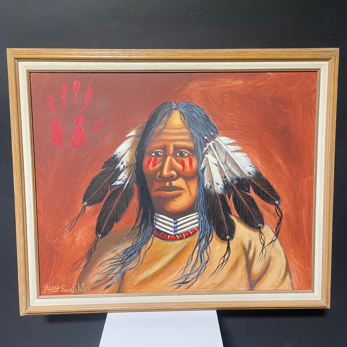 Gary Emrich Signed Original Native American Portrait In A Wooden Frame ...