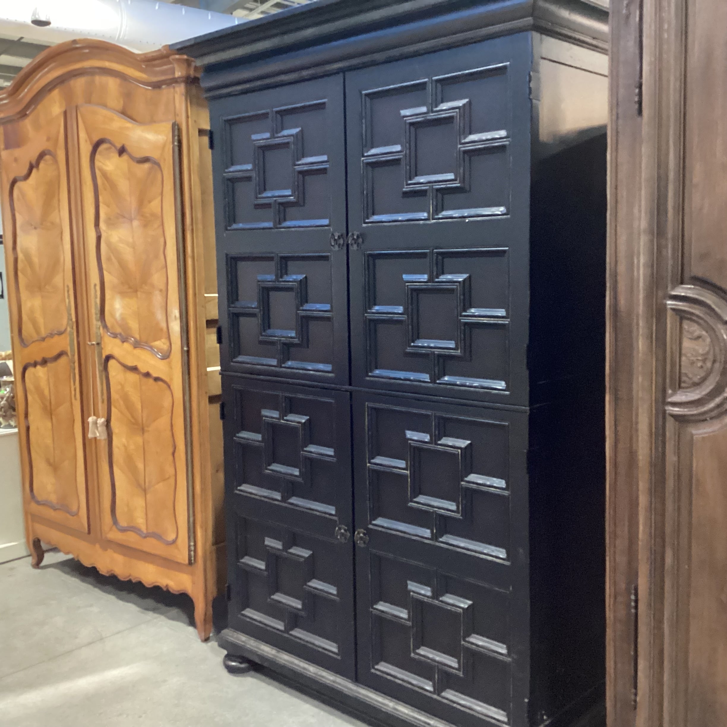Acquisitios by Henredon Black Distressed Wood with Panel Detail 4 Door ...