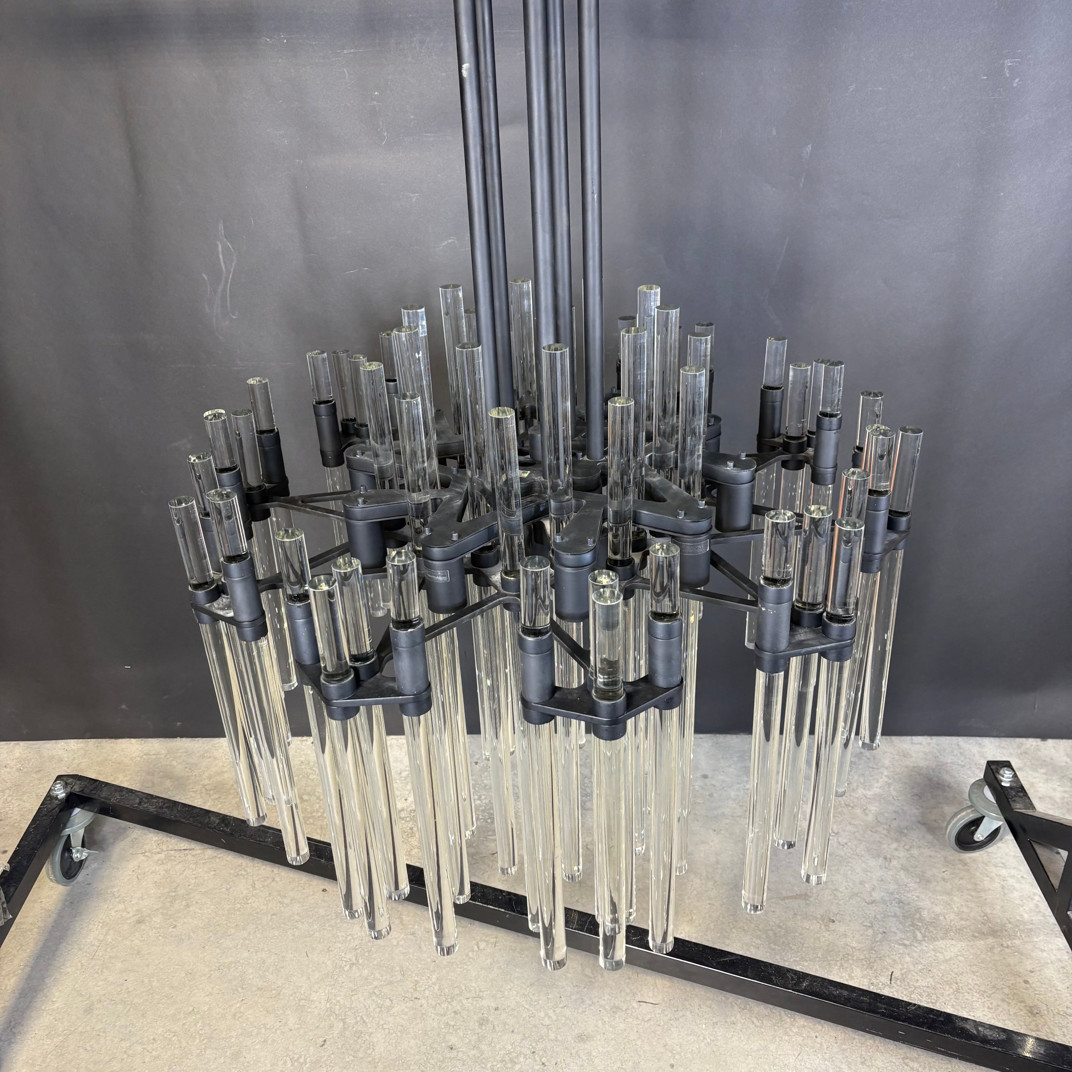 Wired Custom Verga 15-Light Black Iron and Glass Rods Chandelier 32” D — Habitat Roaring Fork