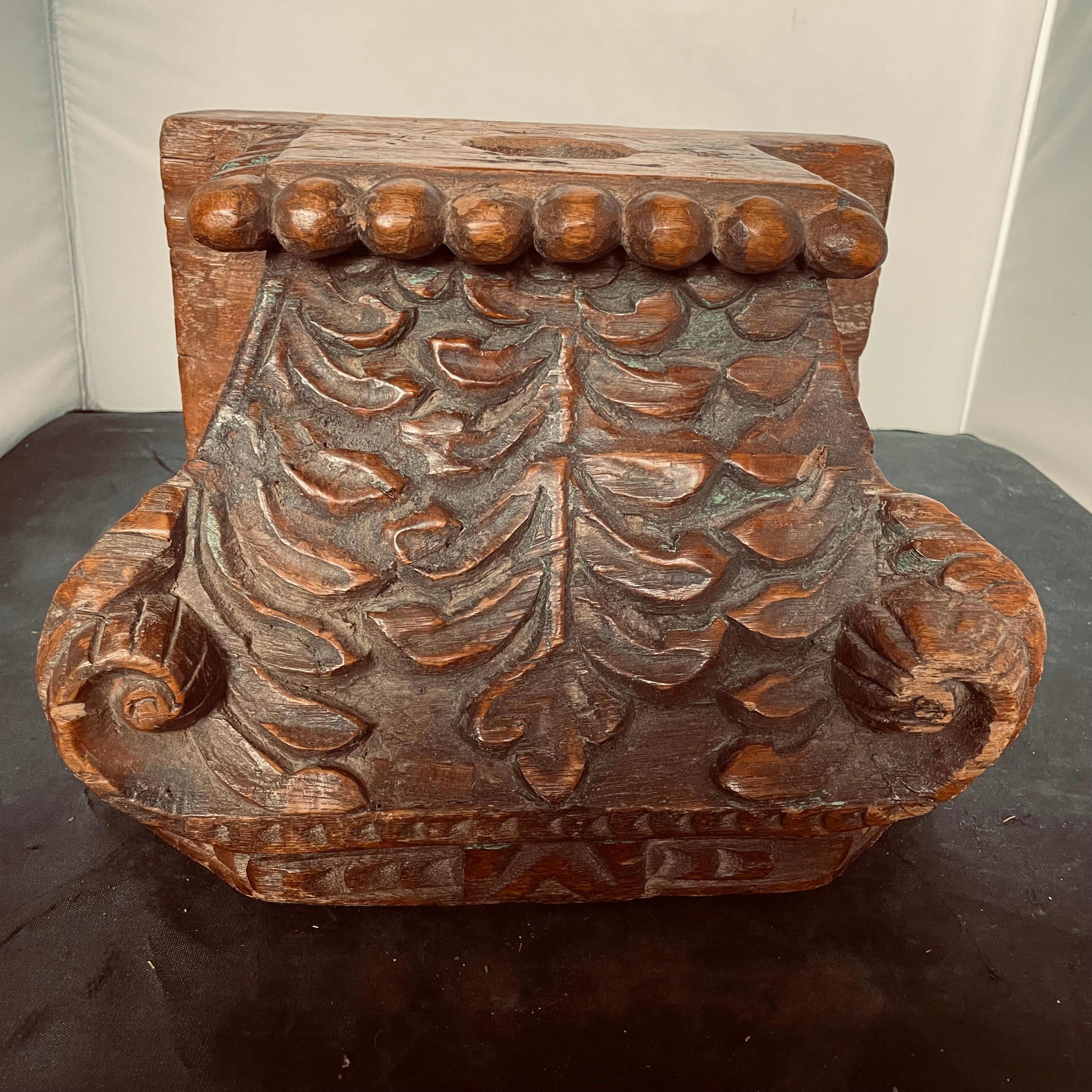 Antique Hand Carved Wooden Column Base/Candle Stand,,10.75"x 9"x 8 ...