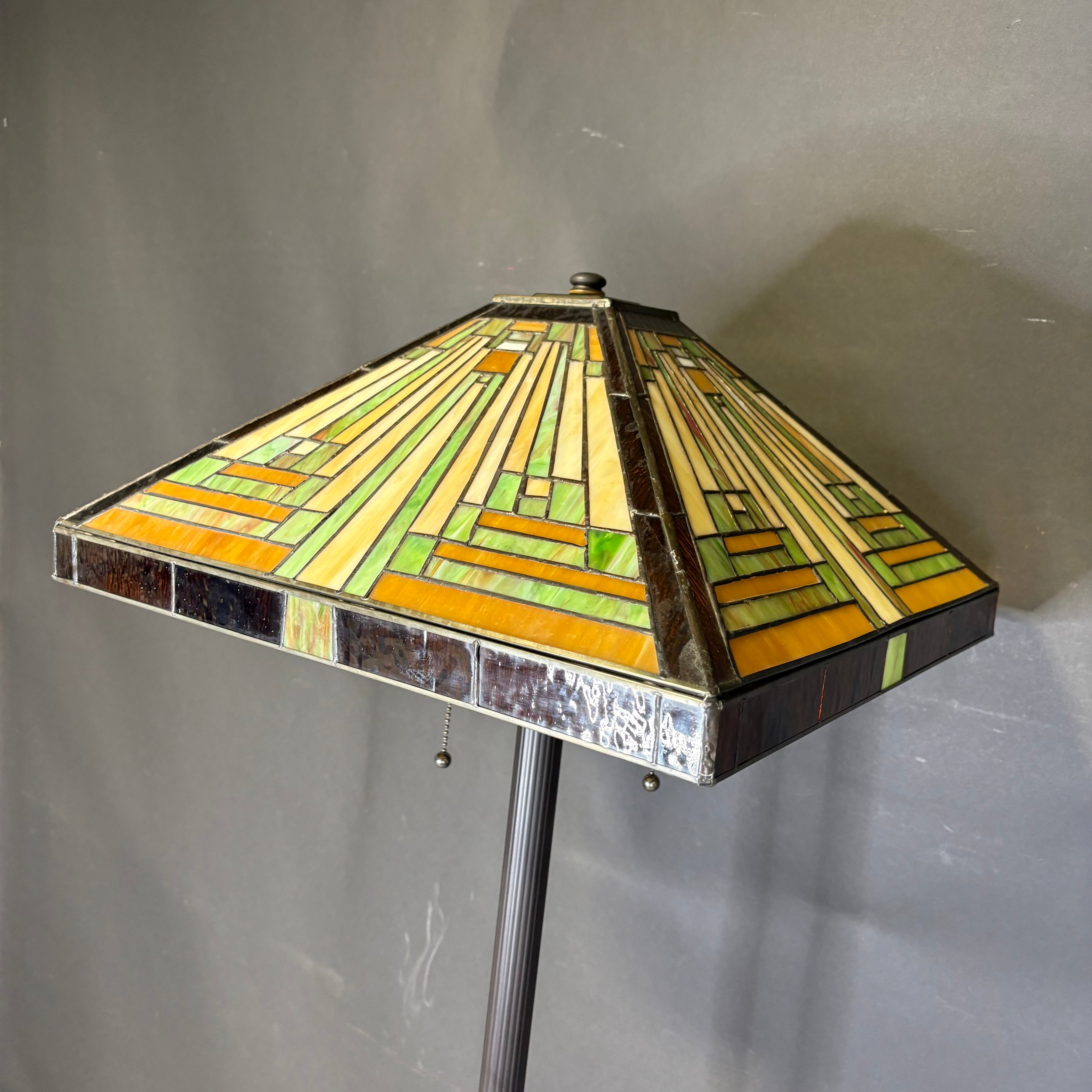 Radiance Good Arts and Craft Style Bronze Metal with Stained Glass Sha ...