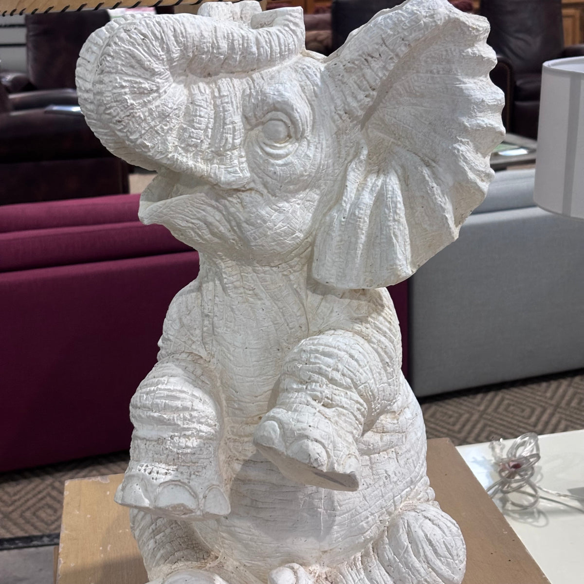 Stone Cast Baby Elephant Statue/Table Base, 12" x 12" x 21" — Habitat ...