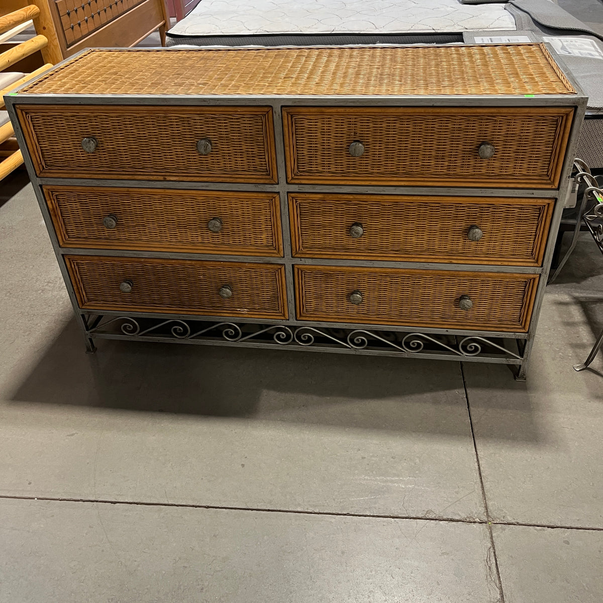Pier One Miranda Wicker and Metal 6-Drawer Dresser 54"x 19"x 33 ...