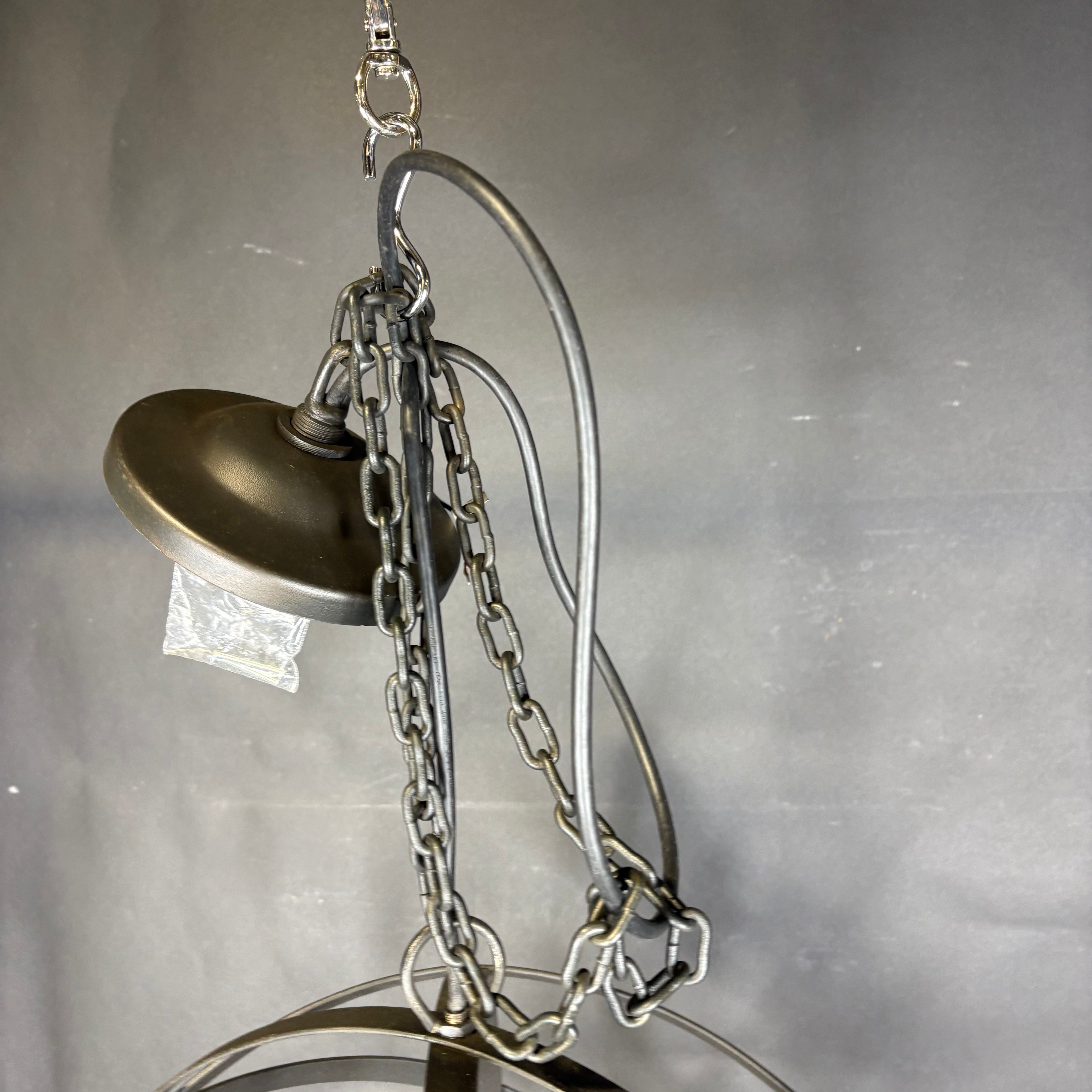 World Market 5-Light Black Metal Cage Orb Chandelier 18” Diameter x 60 ...