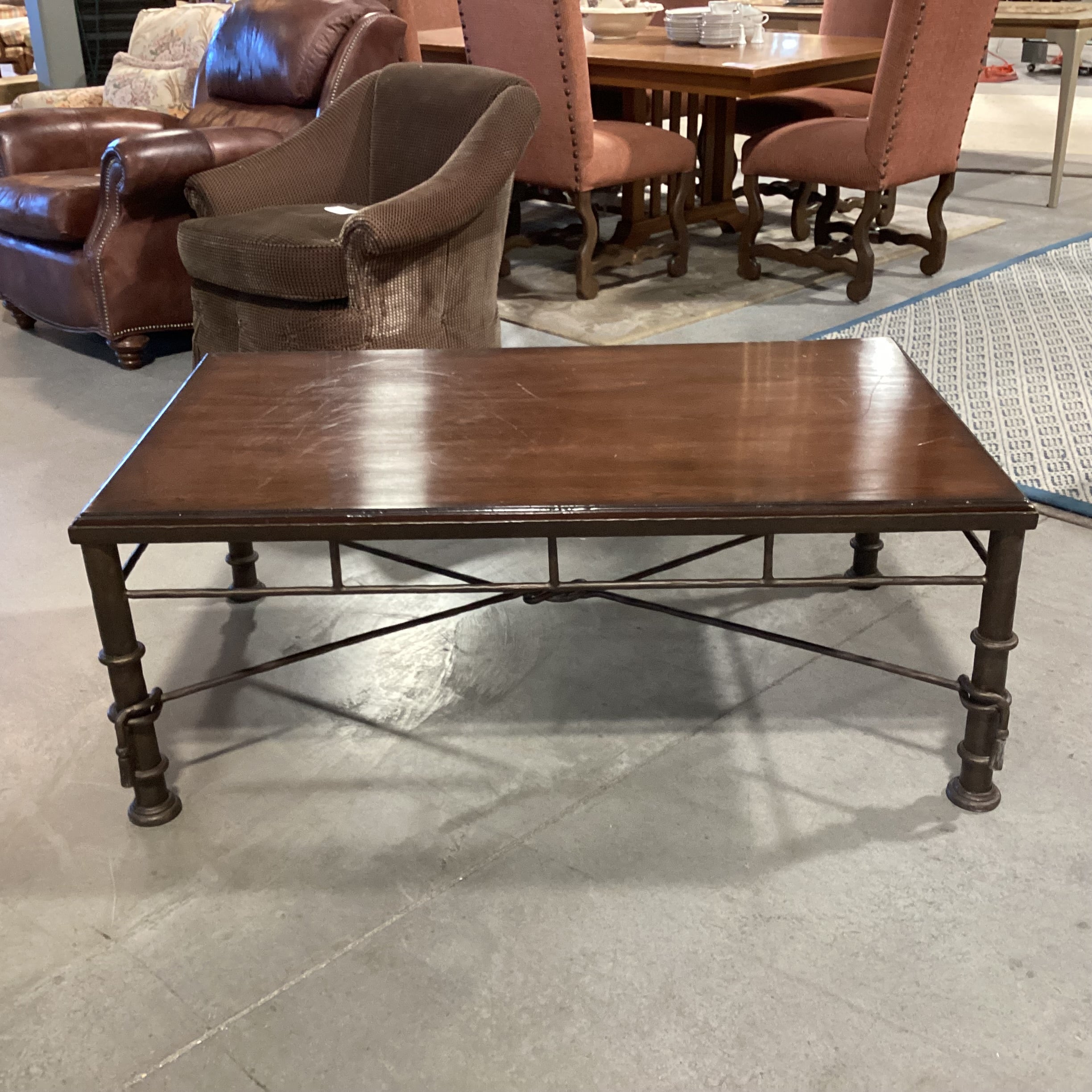 Iron & Finished Wood Coffee Table 50"x 30"x 19" — Habitat Roaring Fork
