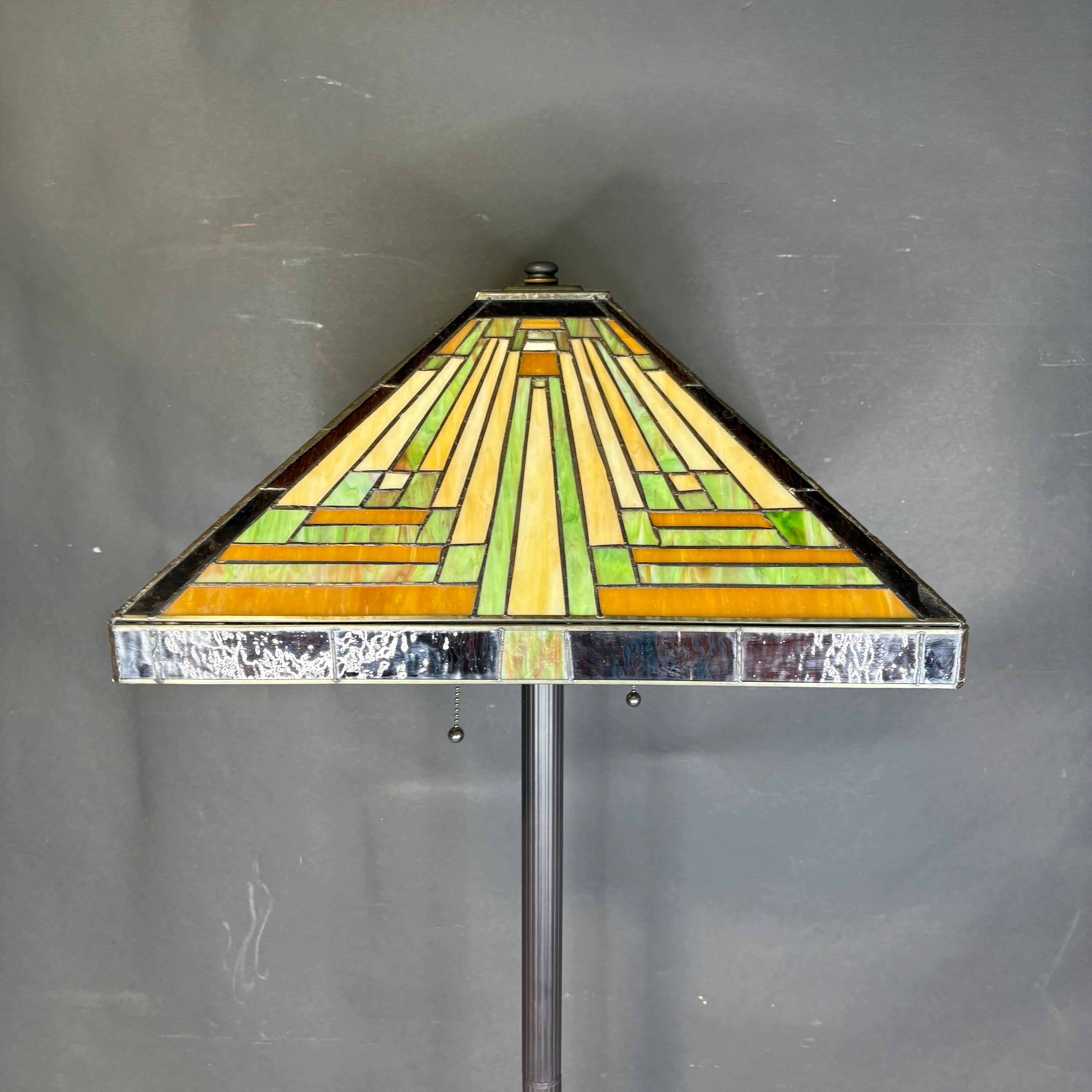 Radiance Good Arts and Craft Style Bronze Metal with Stained Glass Sha ...