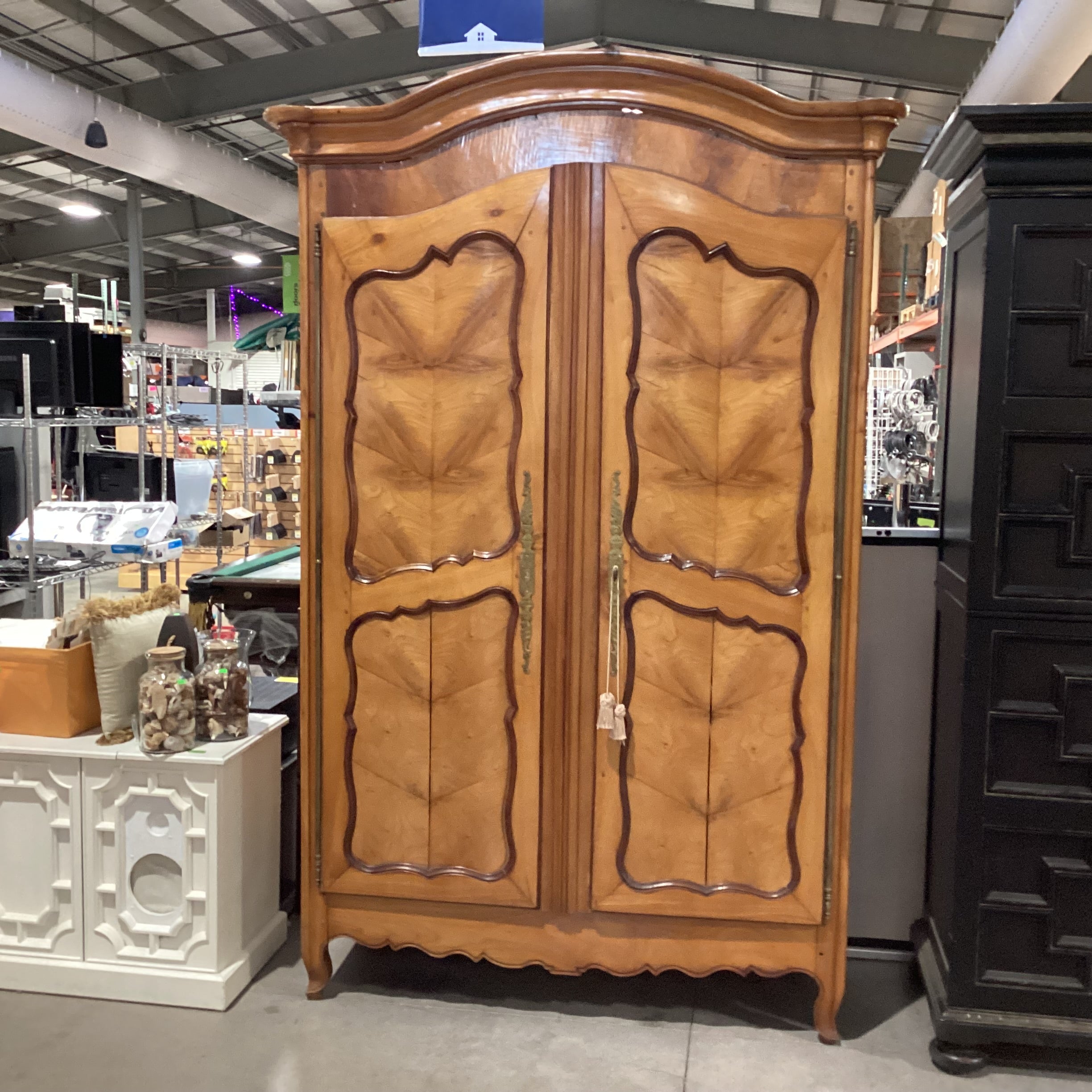 Antique French Bookmatched Panel Detail 2 Door Armoire 55"x 22"x 95 ...