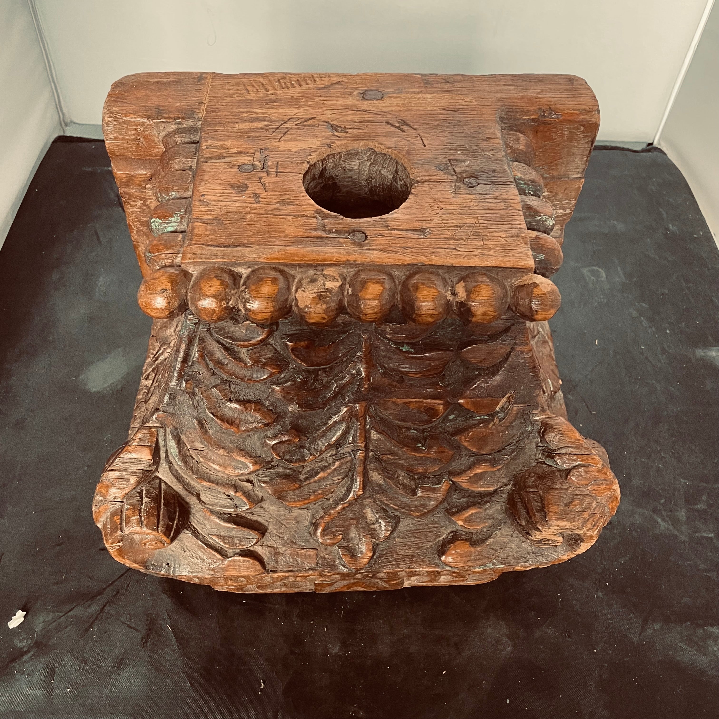 Antique Hand Carved Wooden Column Base/Candle Stand,,10.75"x 9"x 8 ...