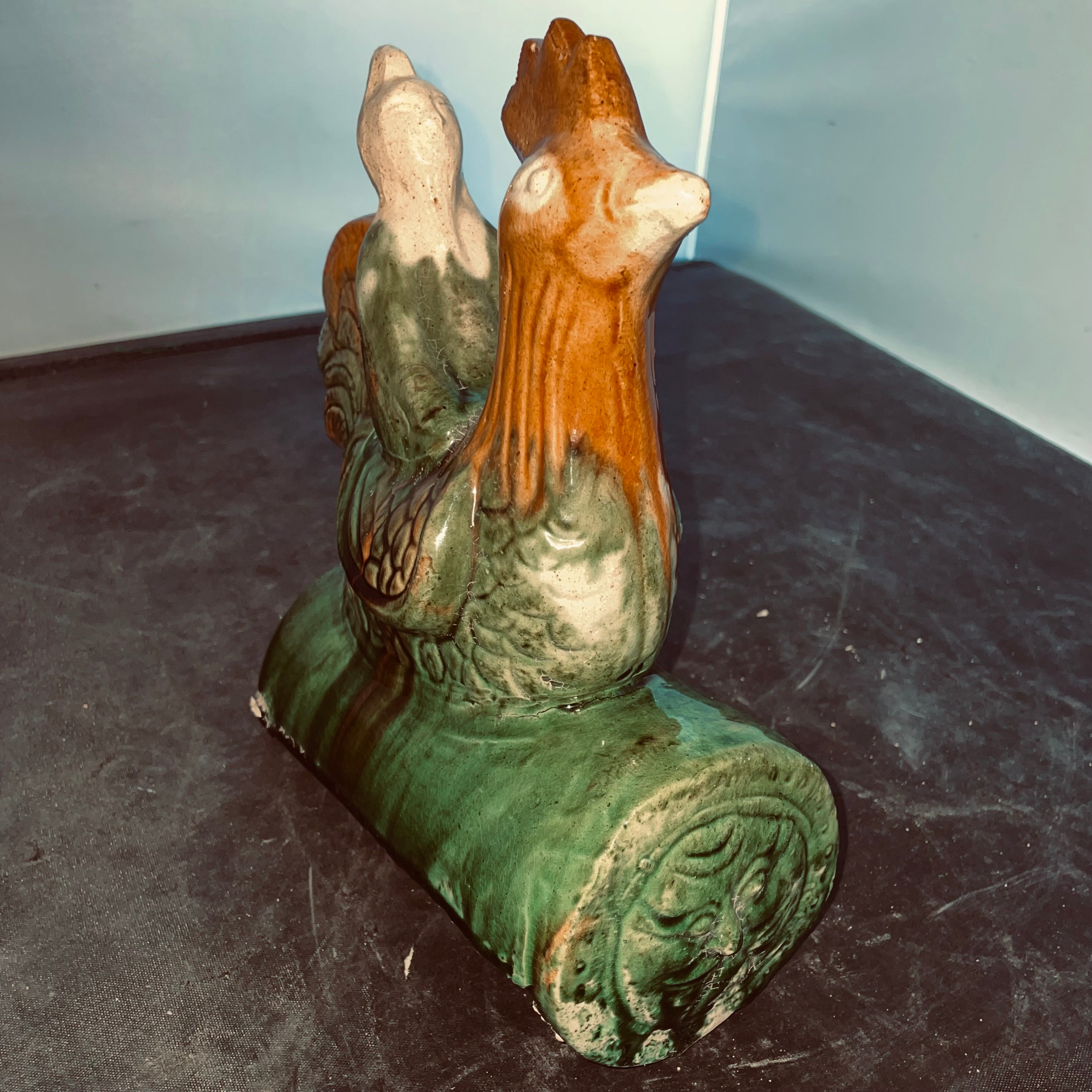 Vintage Chinese Sancai Guardian Roof Tile, 8.5"x3.25"x 8.25" — Habitat ...