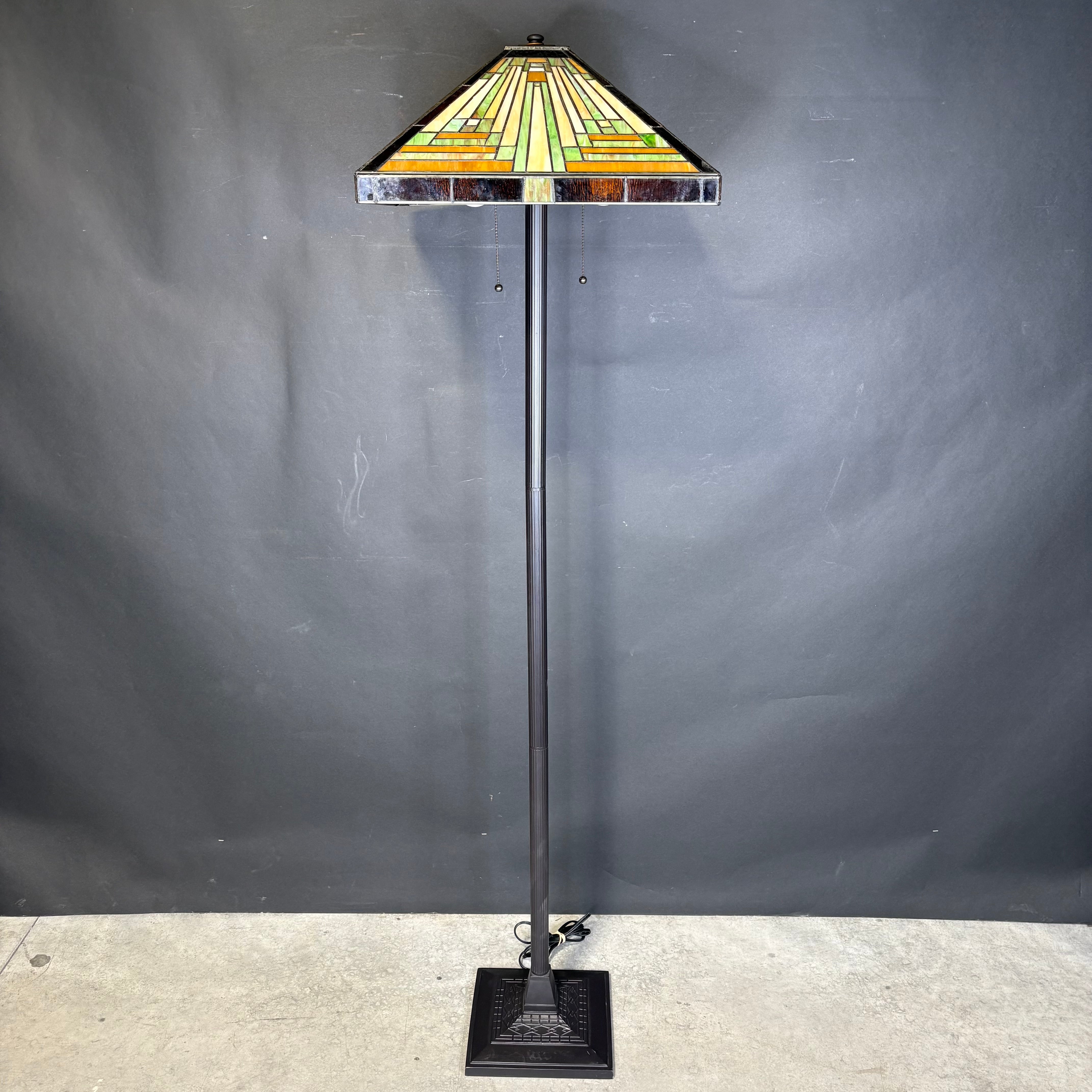 Radiance Good Arts and Craft Style Bronze Metal with Stained Glass Sha ...