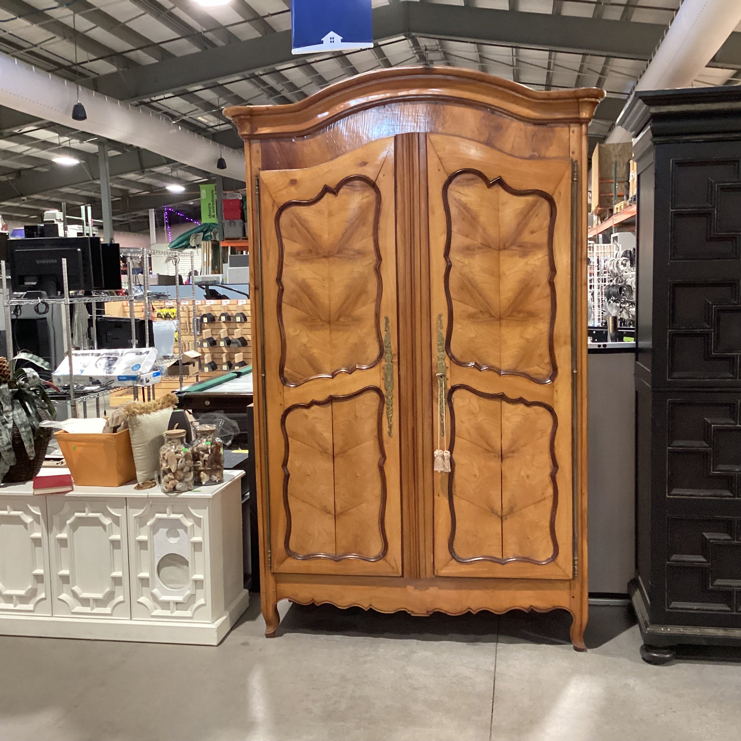 Antique French Bookmatched Panel Detail 2 Door Armoire 55"x 22"x 95 ...