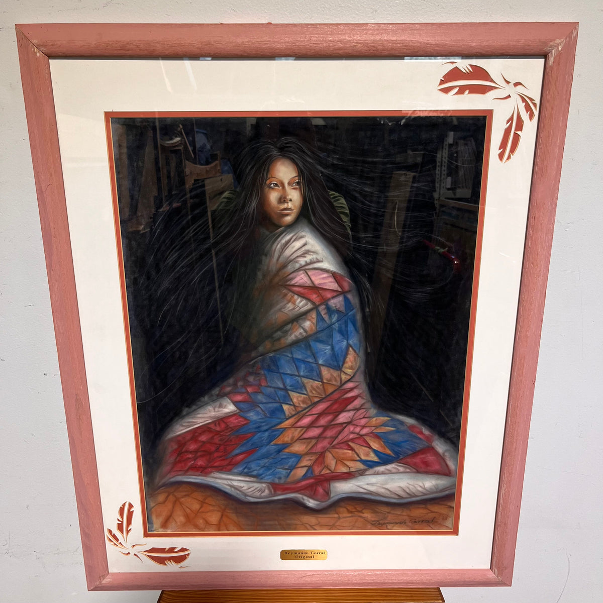 Reymundo Corral Original Pastel of Native American Woman in Quilt Wall ...