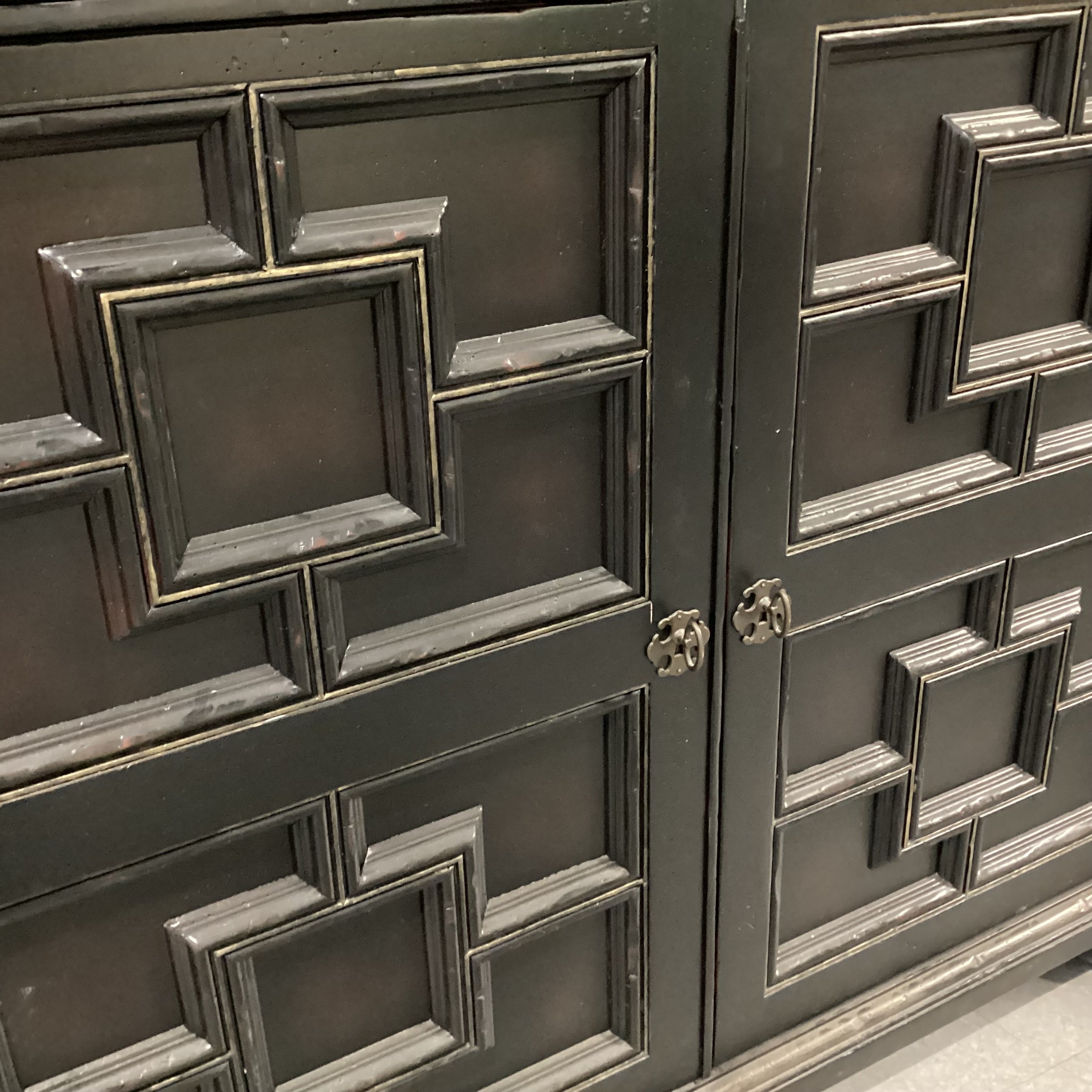 Acquisitios by Henredon Black Distressed Wood with Panel Detail 4 Door ...