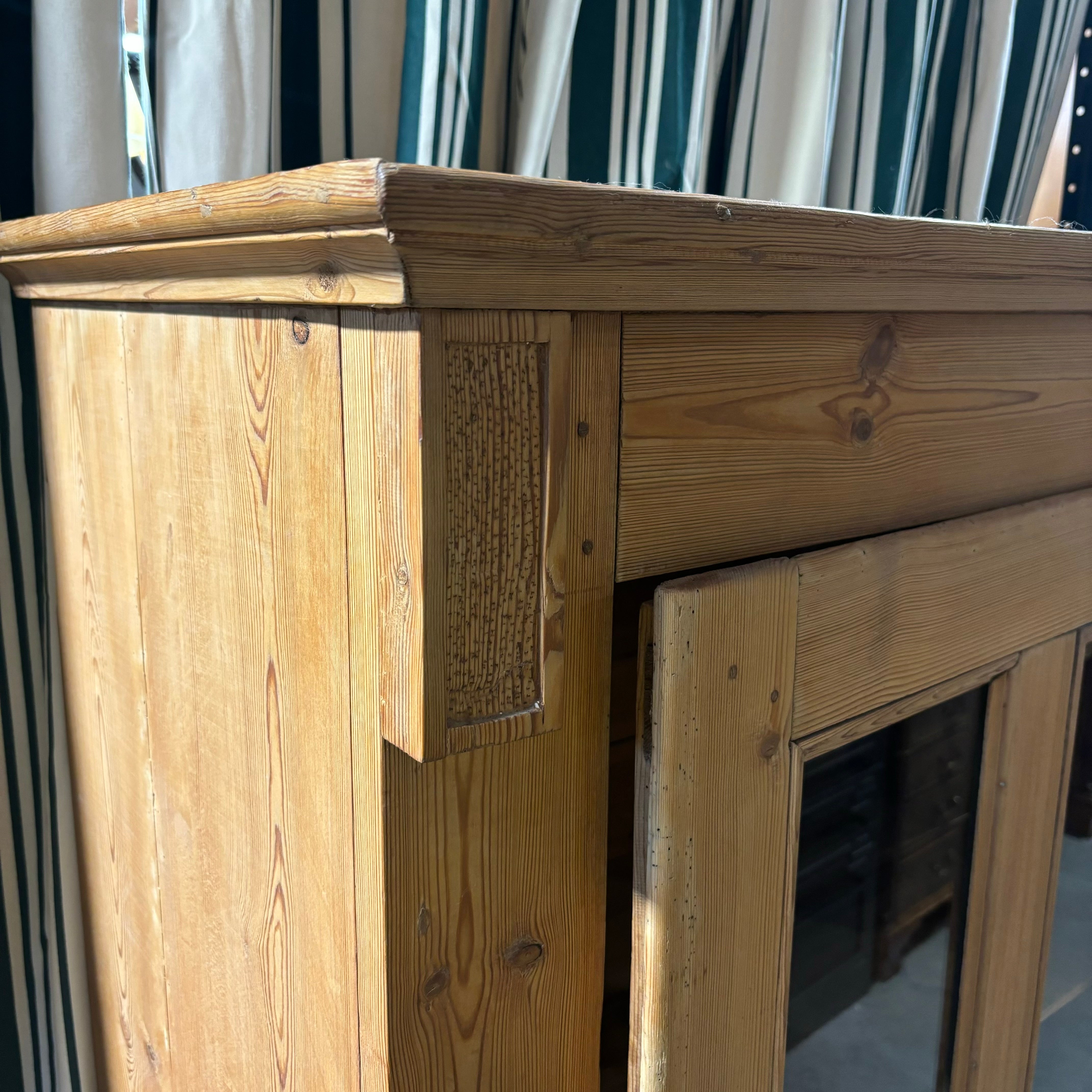 Natural Unfinished Solid Wood with Iron Accents 1 Door 3 Drawer 2 Shel ...